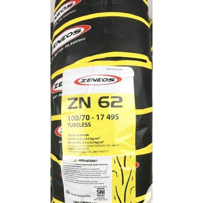 Jual Ban Zeneos ZN62 100/70 Ring 17 Tubeless | Shopee Indonesia