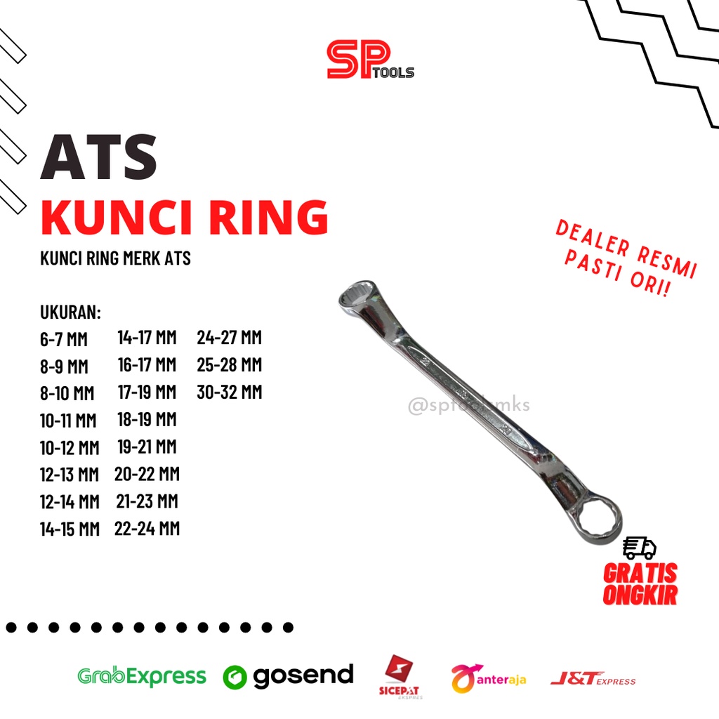 Jual KUNCI RING - RING / KUNCI PEMBUKA BAUT MURAH ATS UKURAN 6x7 mm 8x9 ...