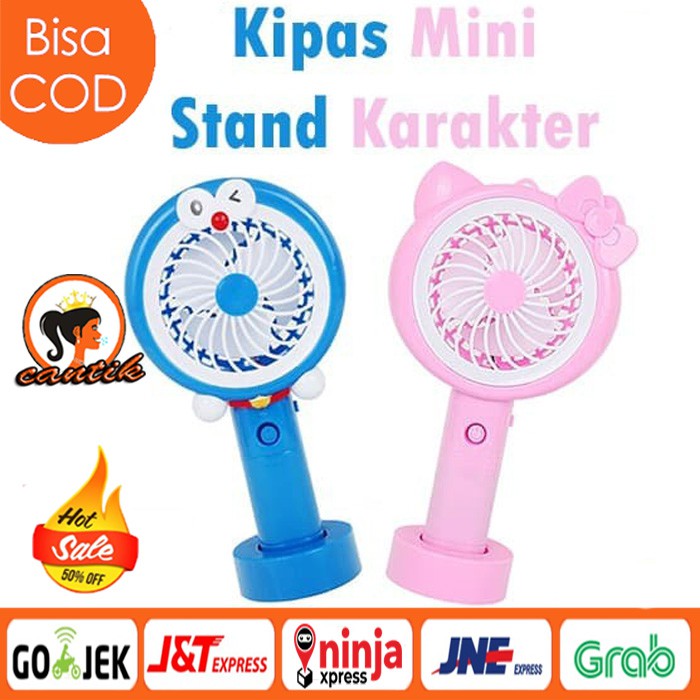 Jual Kipas Angin Tangan Stand Portable Karakter LED ( Standing Mini Fan ...