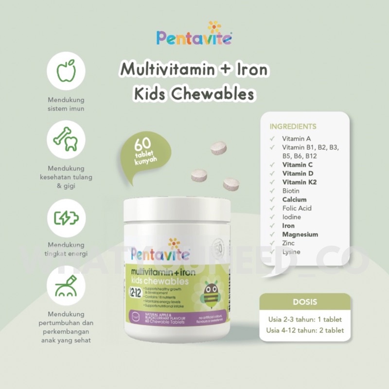 Jual BEST SELLER 🇦🇺 Pentavite Multivitamin + Iron Chewable Tablets (isi ...