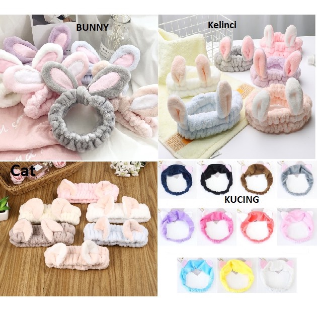 Jual BSS Bandana Bunny Make up Ikat kepala Kucing Cuci Muka | Shopee ...