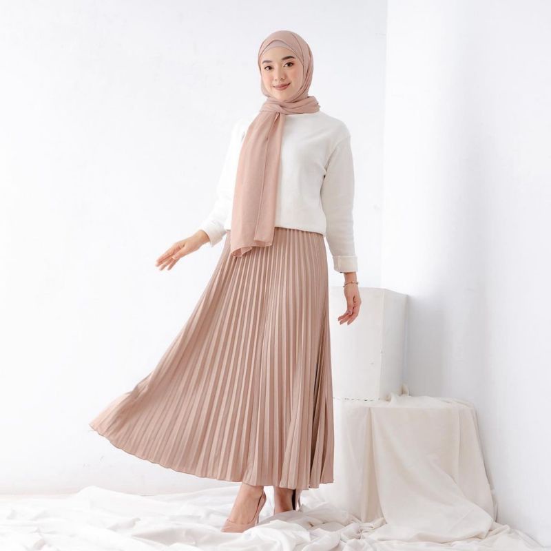 Jual ROK PLISKET HYGET PREMIUM (TEBAL) / Rok Plisket / Rok Panjang / Rok XL | Shopee Indonesia