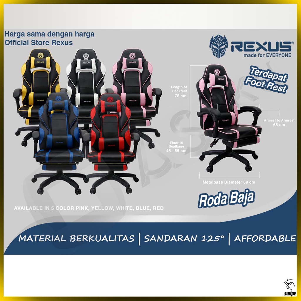 Jual Rexus Gaming Chair RGC-R60 Kursi Gamen Gamers Gamen PUBG Original ...