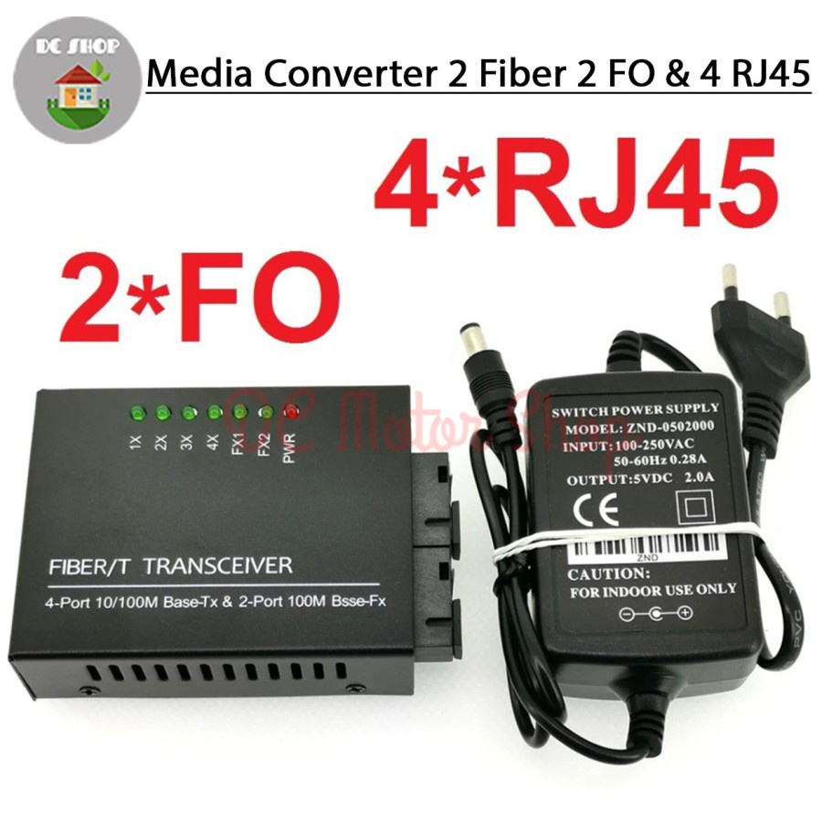Jual Media Converter 2 Port 2 Fiber SC A & B 4 RJ45 Fiber Optic 10/100 ...