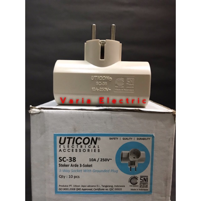 Jual Stopkontak T / stopkontak 3 cabang dengan Arde (Uticon) | Shopee ...