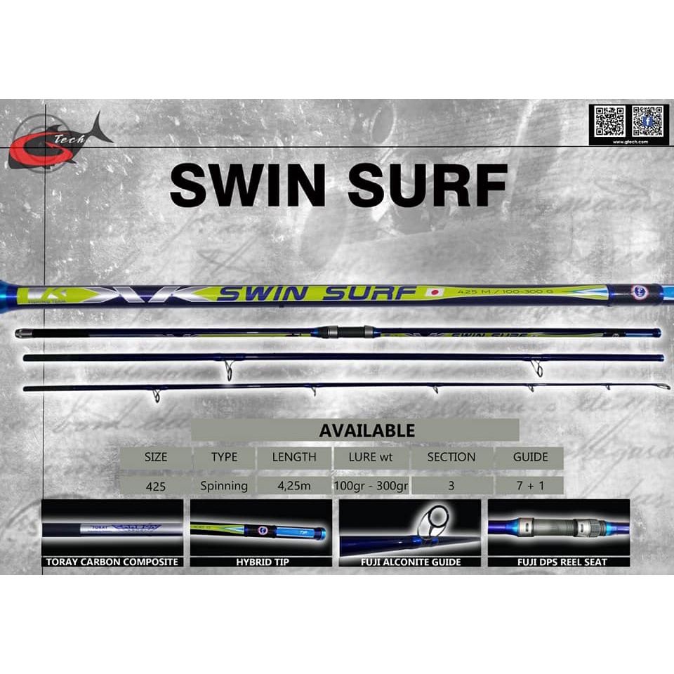 Jual Rod SPINNING GTECH SWIN SURF 425cm (Lure Weight 100-300gram ...