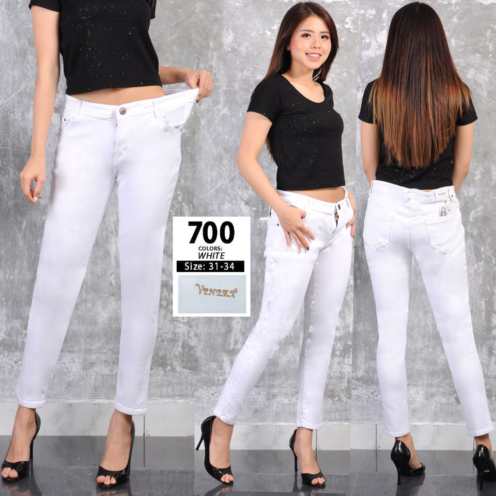 Jual ( Size 31 - 34 ) MC - girl Celana Jeans Putih Polos Jumbo / Celana ...