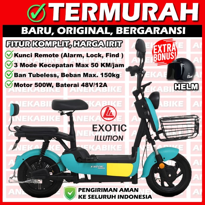 Jual Sepeda Listrik Exotic Illution Garansi + Bonus Helm, Sepeda ...