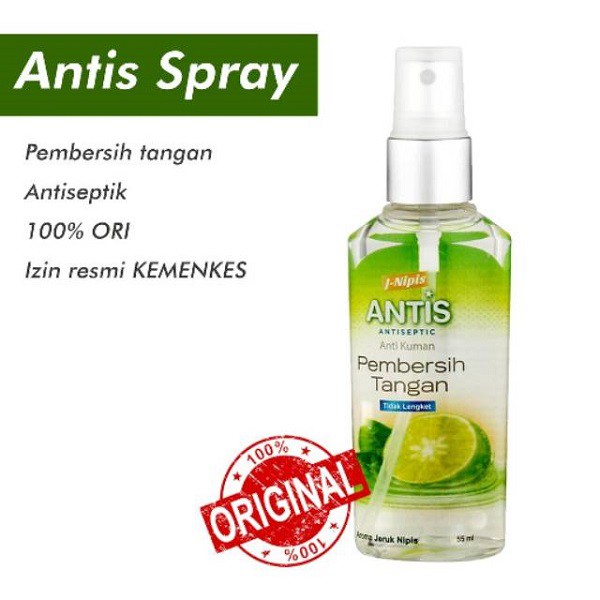 Jual Antis Spray 55ml 55 ml Hand Sanitizer Pembersih Tangan Antiseptik ...