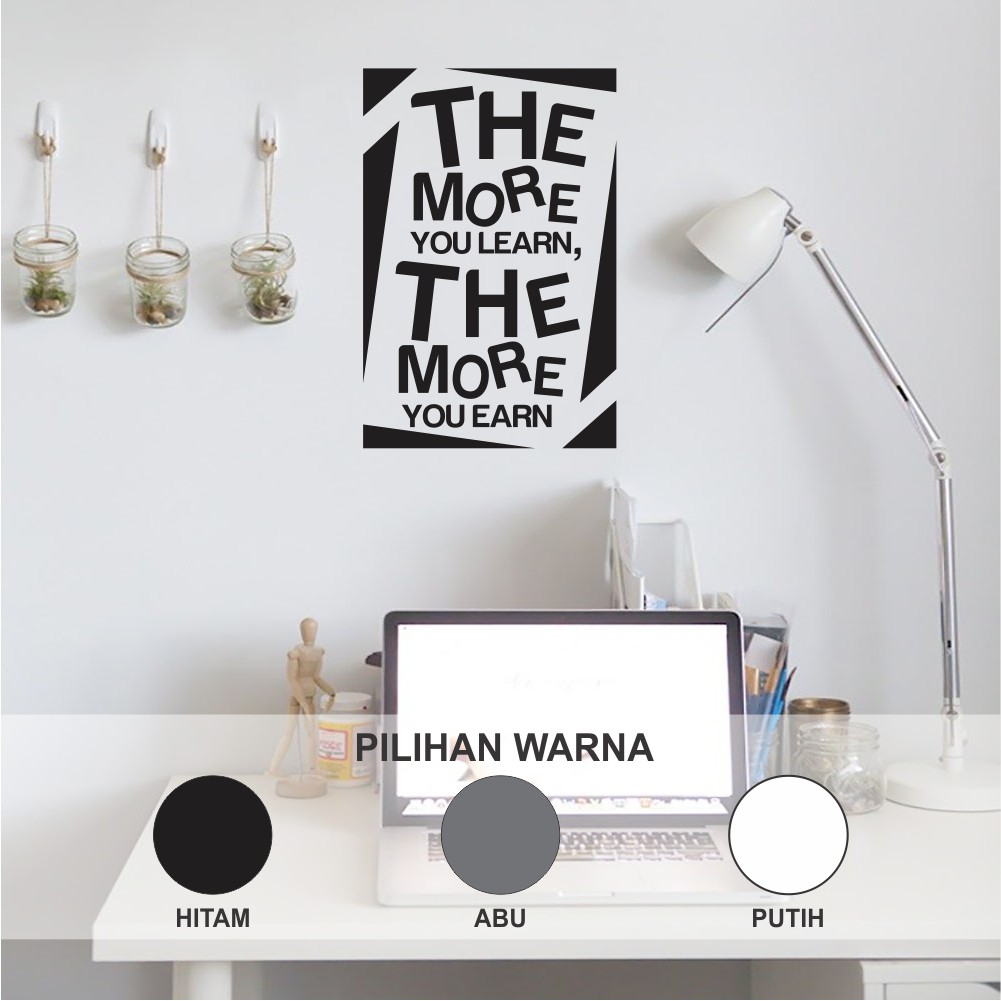 Jual Stiker Dinding Quotes The More You Learn Wall Sticker Cutting ...