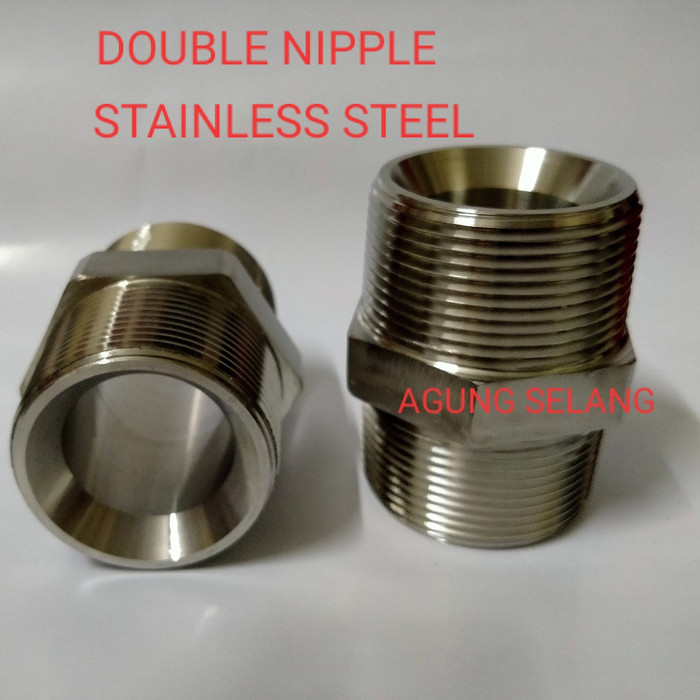 Jual DOUBLE NEPEL STAINLESS STEEL 304 - 1/4 NPT X 1/4 NPT #5000 1/4 INCH | Shopee Indonesia
