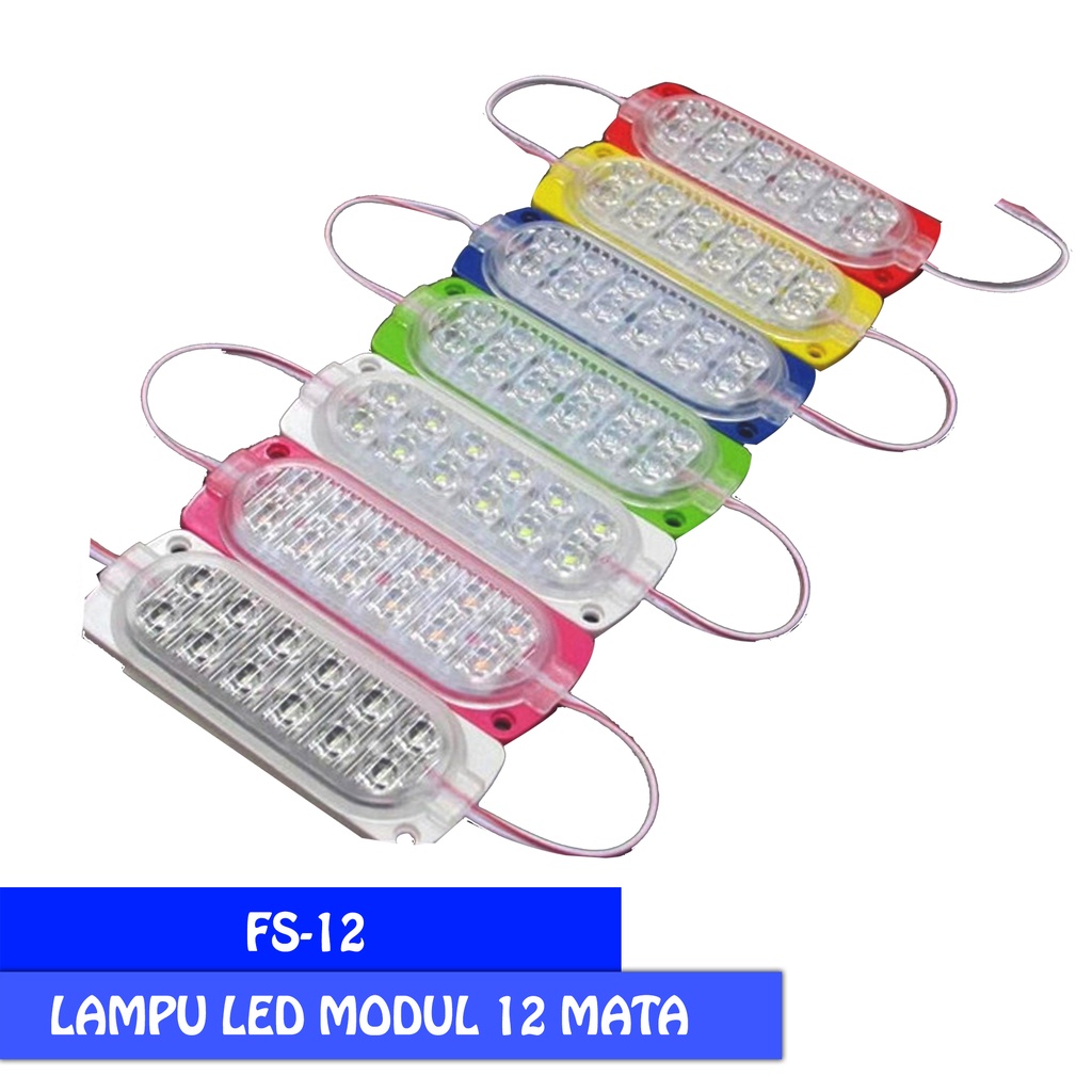 Jual Lampu LED Modul 12 Mata 12 Volt Ultrasonic Waterproof / Lampu LED FS12 Strip Modul 12 Mata ...