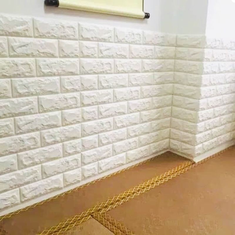 Jual De'Core Wallpaper Dinding Kamar 3D Motif Bata Putih Stiker ...