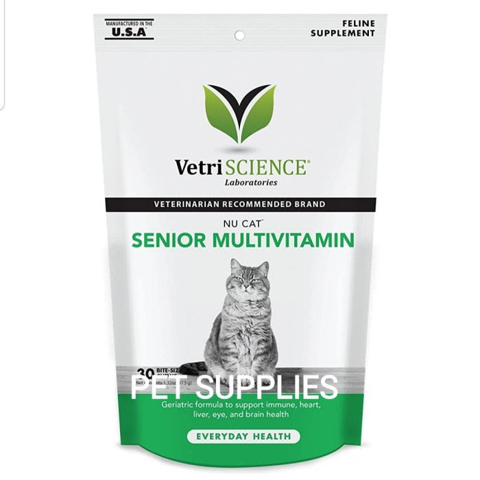 Jual Vitamin kucing senior tua VetriScience SENIOR MULTIVITAMIN (USA ...
