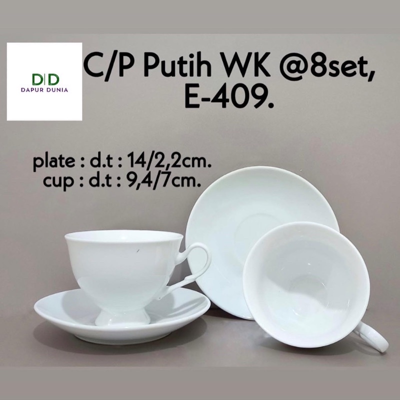 Jual Cangkir set keramik midas putih polos ( segi-4 / bulat kaki ...