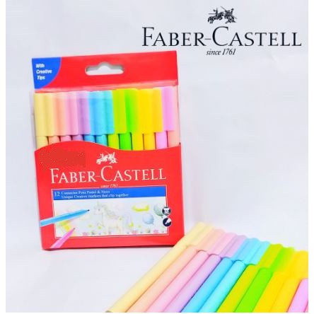 Jual FABER-CASTELL Connector Pen 12 Warna NEON PASTEL/ Spidol Warna ...