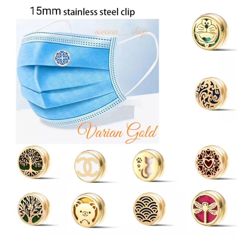 Jual Face mask diffuser clip magnetic buckle 15mm GOLD - diffuser masker magnet stainless steel ...