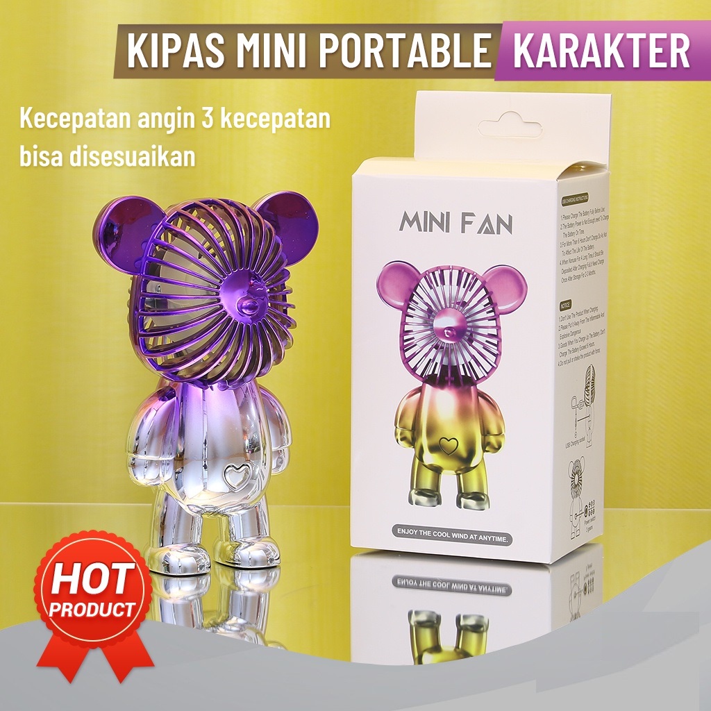 Jual Kipas Angin Mini Fan BEAR Gradasi Portable USB Charge 3-Speed ...