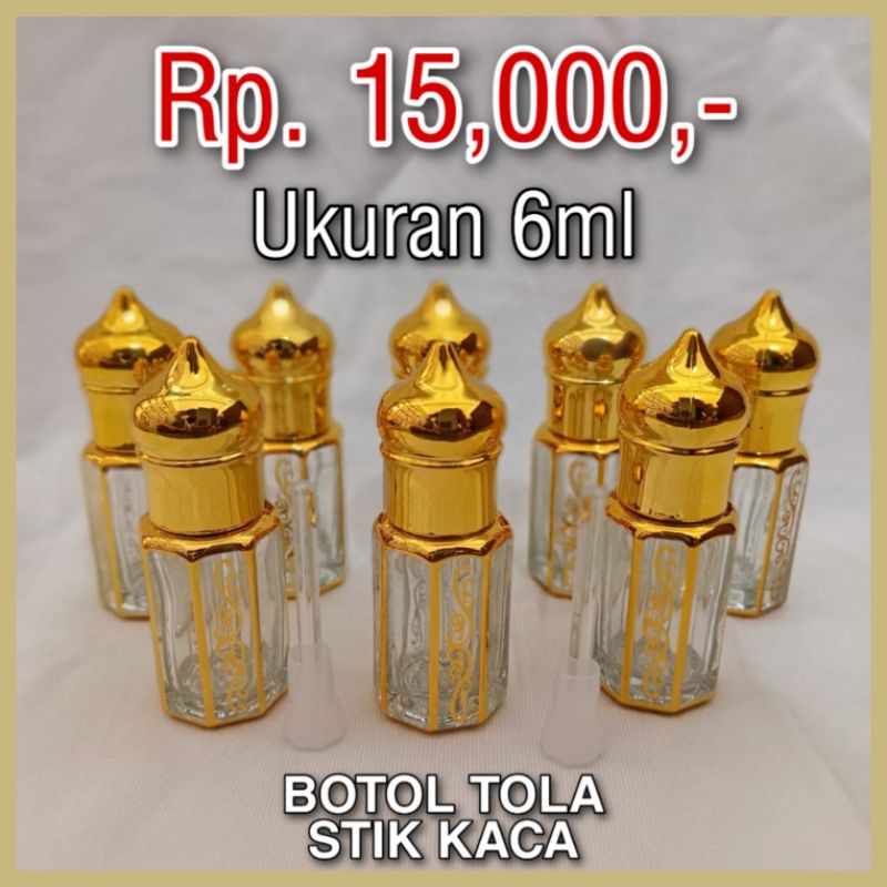 Jual Botol Tola Print 6ml Oles / Stik Kaca - Botol Parfum Kosong Cantik Mewah Arab Kubah Emas 6 ...