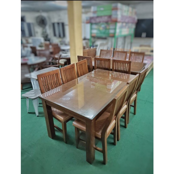 Jual FULL SET Meja Makan Kayu Jati Minimalis + Kursi Makan Kayu Jati Minimalis + Kaca Bevel ...