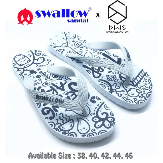 Jual PROMO SANDAL SWALLOW X DWSKELLINGTON DOODLE WHITE - PUTIH MURAH ...