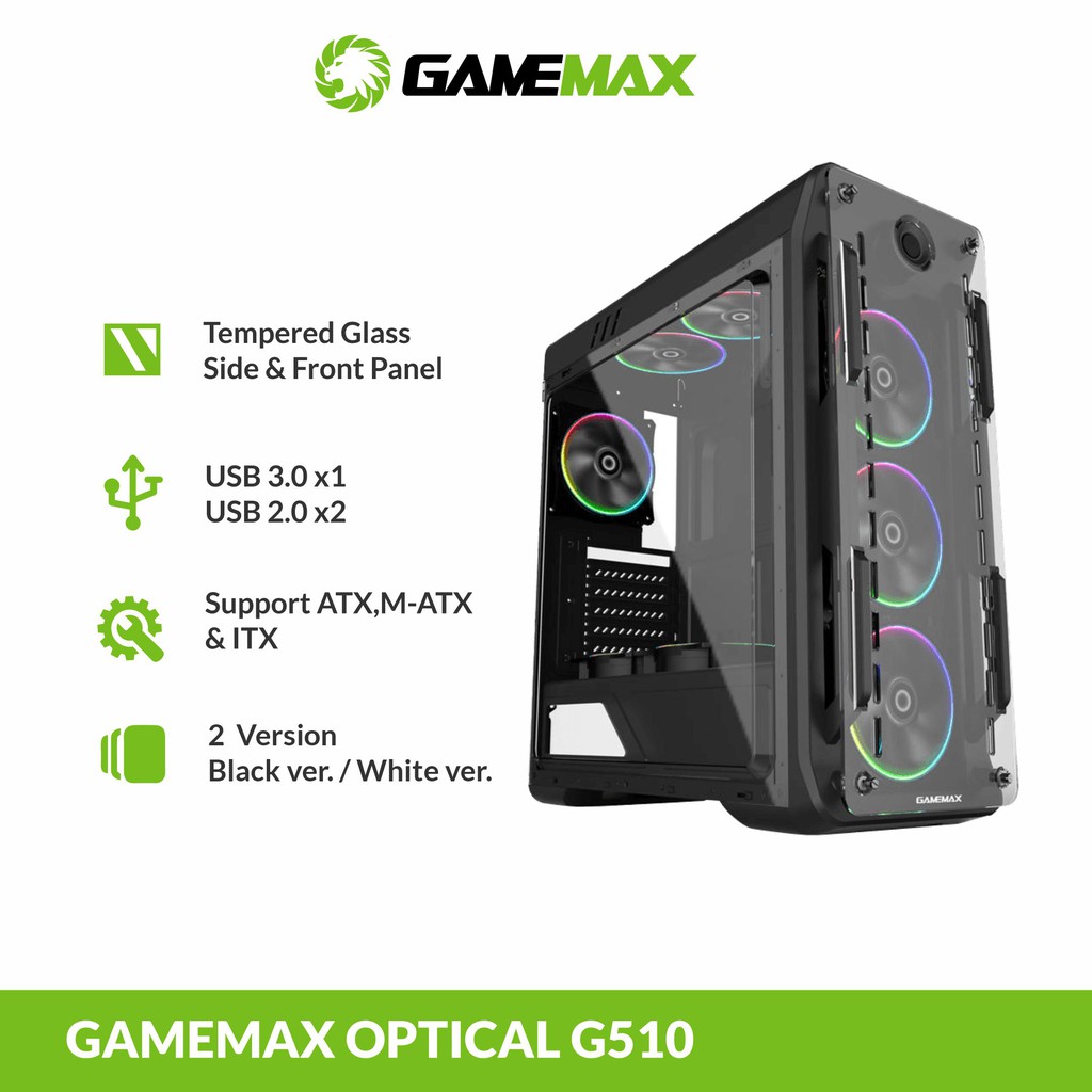 Jual Gamemax Optical Black G510 Gaming PC Case | Shopee Indonesia