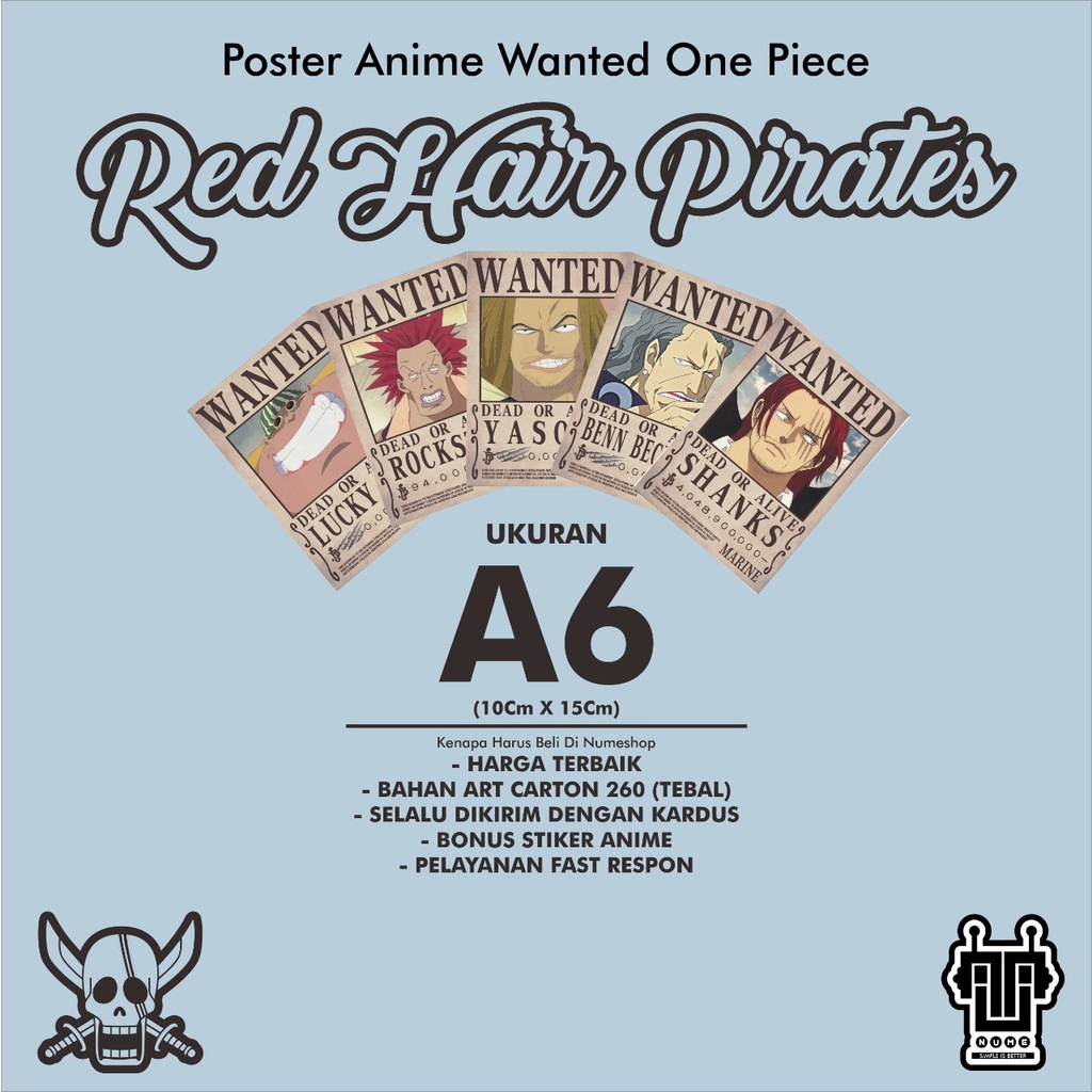 Jual Poster Wanted Poster Bounty One Piece Red Hair Pirates Akagami ...