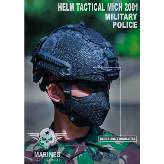 Jual Helm Tactical Airsofgun Tactical Mich 2001 Plus Cover Hitam ...