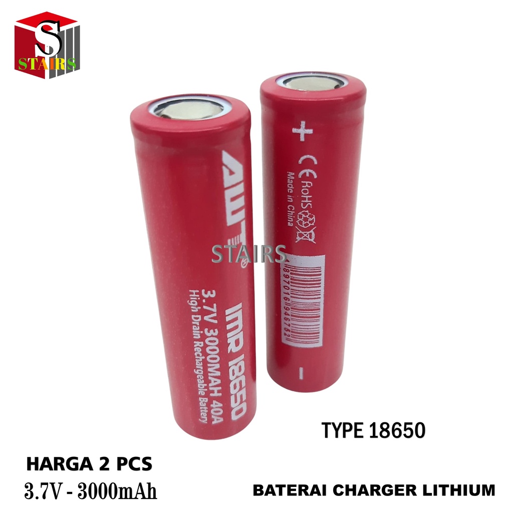 Jual Batre/Baterai Cas Type IMR18650 LITHIUM 3.7volt - 3000mAh Isi 2pcs ...