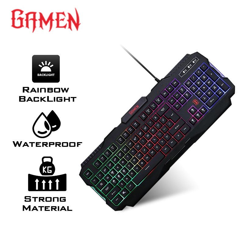 Jual Keyboard GAMEN GK100 Rainbow Backlight Gaming Black RGB GK100 ...