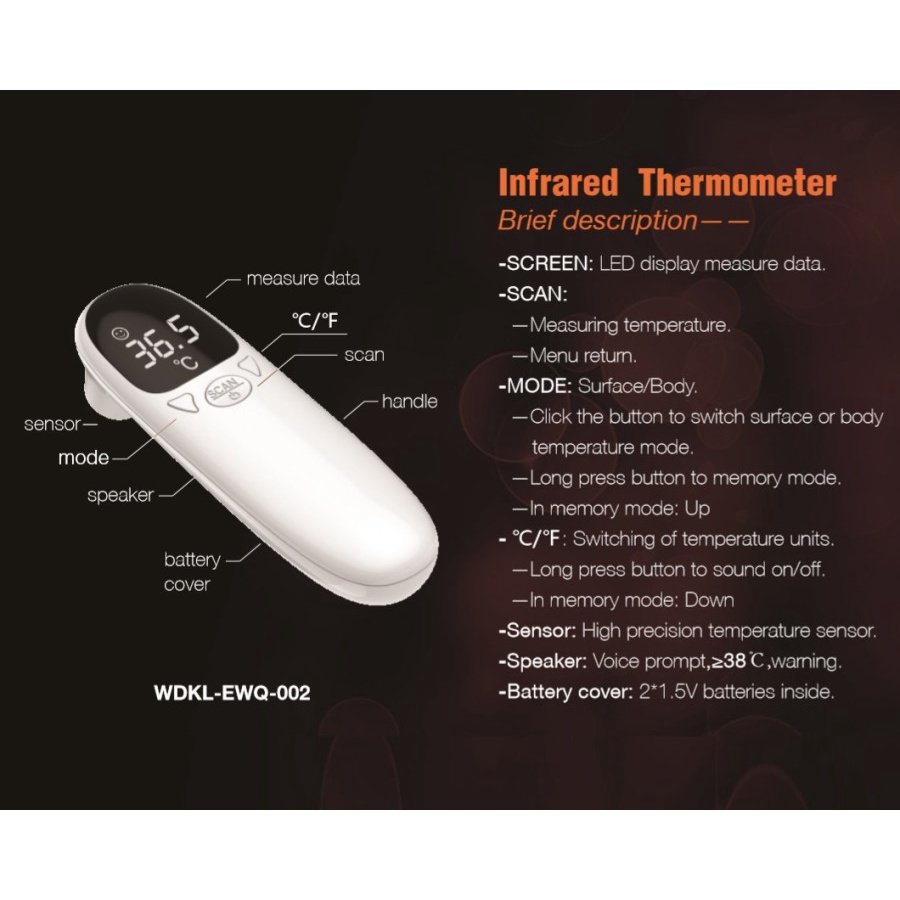 Jual Termometer Infrared Non Contact Digital Suhu Badan Tubuh ...