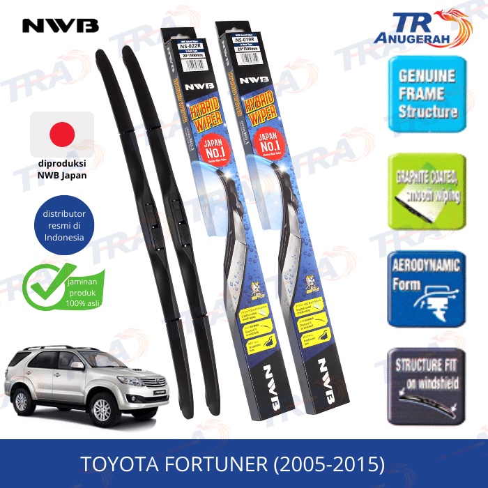 Jual Wiper Blade Depan HYBRID NWB Toyota Fortuner 22 & 19 inch | Shopee Indonesia