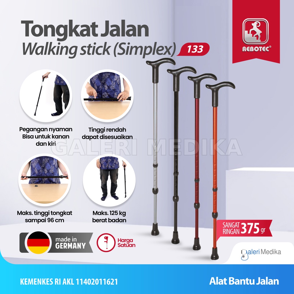 Jual Tongkat Orang Tua / Tongkat Jalan Rebotec Simplex 133 - Tongkat ...