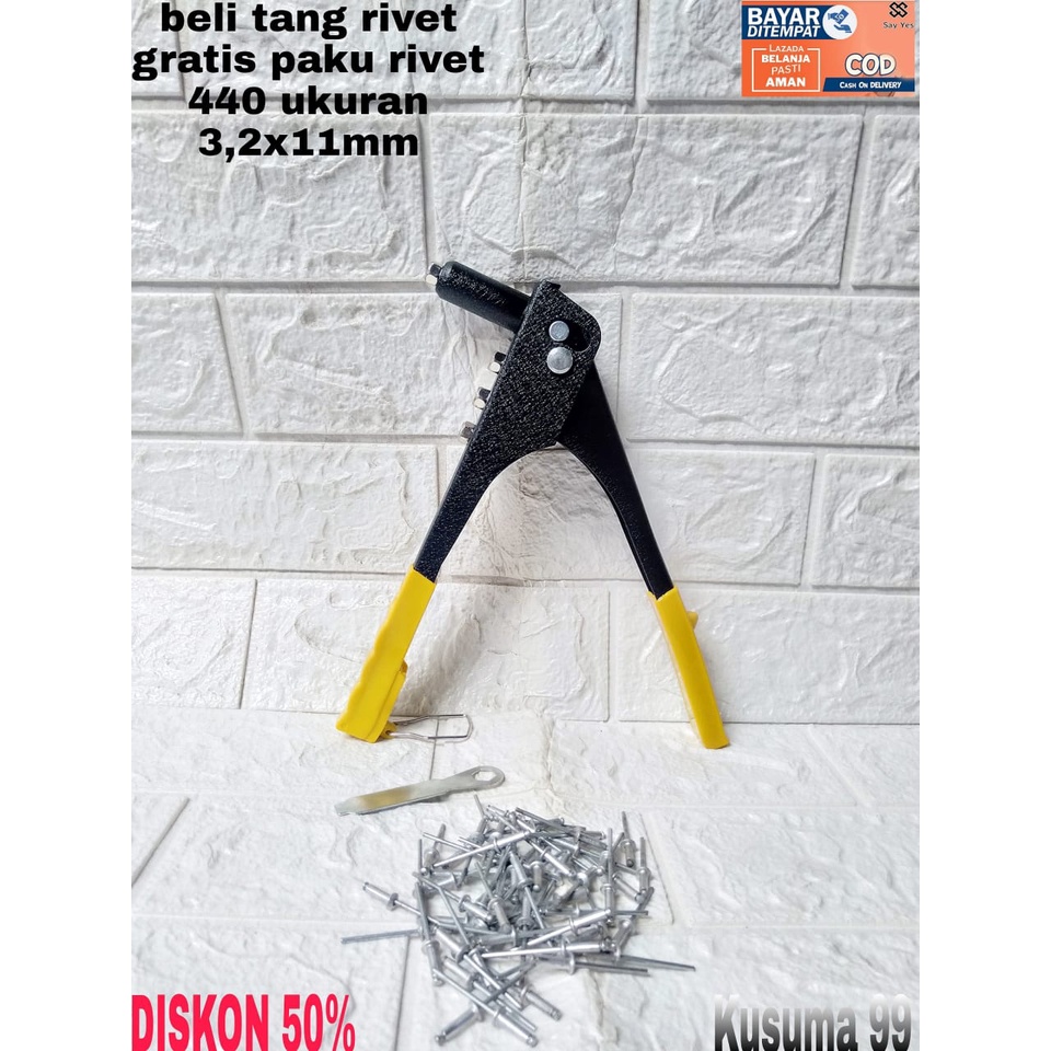 Jual tang rivet aluminium tembakan paku 9 paku rivet ukuran 3,2x11mm ...