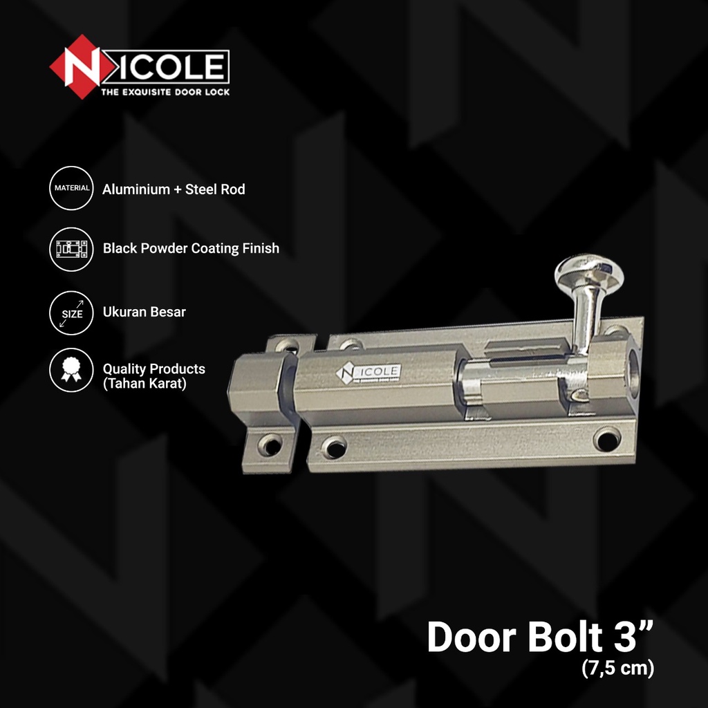 Jual Grendel Slot Besar Pintu Bulat Segi 6 Jumbo Door Bolt SN Nicole ...