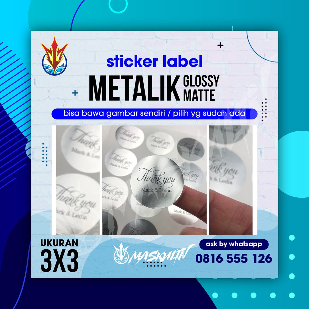 Jual stiker label 3X3 METALIK SILVER laminasi glosy/ matte TOKO OLSHOP ...