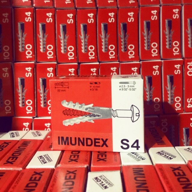 Jual Fisher IMUNDEX S4 Isi 100pcs Fiser Viser Piser Visher Tanam Lubang Dinding 4mm 4 mm ...