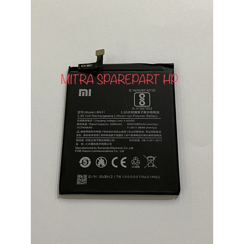 Jual BATERAI BATRE BATTERY XIAOMI REDMI NOTE 5A NOTE 5A PRIME BN31 BN ...