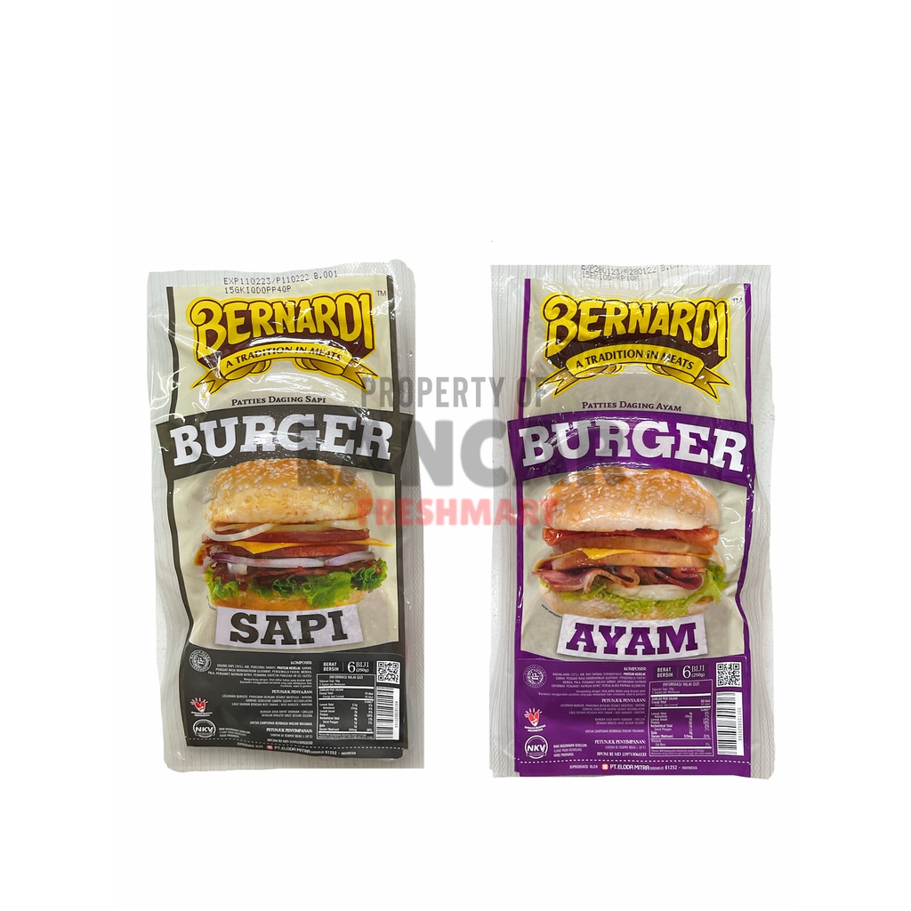 Jual BERNADI BURGER SAPI 250GR / BERNADI BURGER AYAM 250GR | Shopee ...