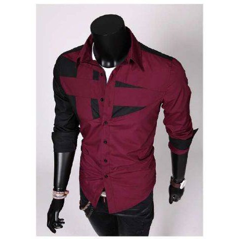 Jual hem pria lengan panjang maroon combi hitam (pullman maroon VL ...