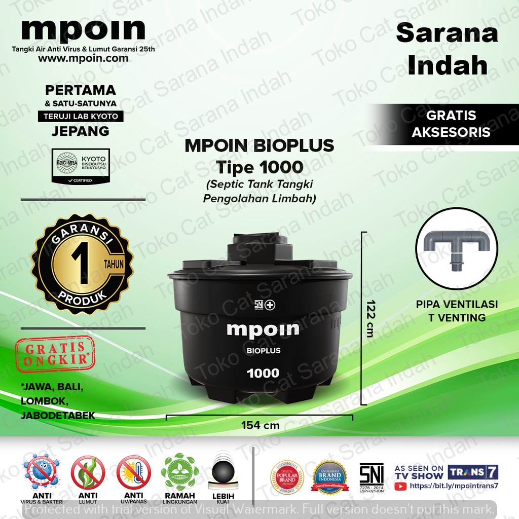 Jual BIO SEPTIC TANK MPOIN B1000 700L BIOPLUS SEPTIK TANK BIO 700 Liter ...