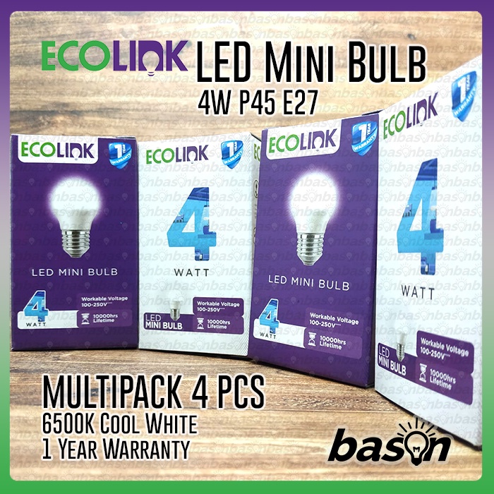 Jual ECOLINK Multipack LED Bulb 4W P45 Paket isi 4 - Bohlam Lampu LED ...