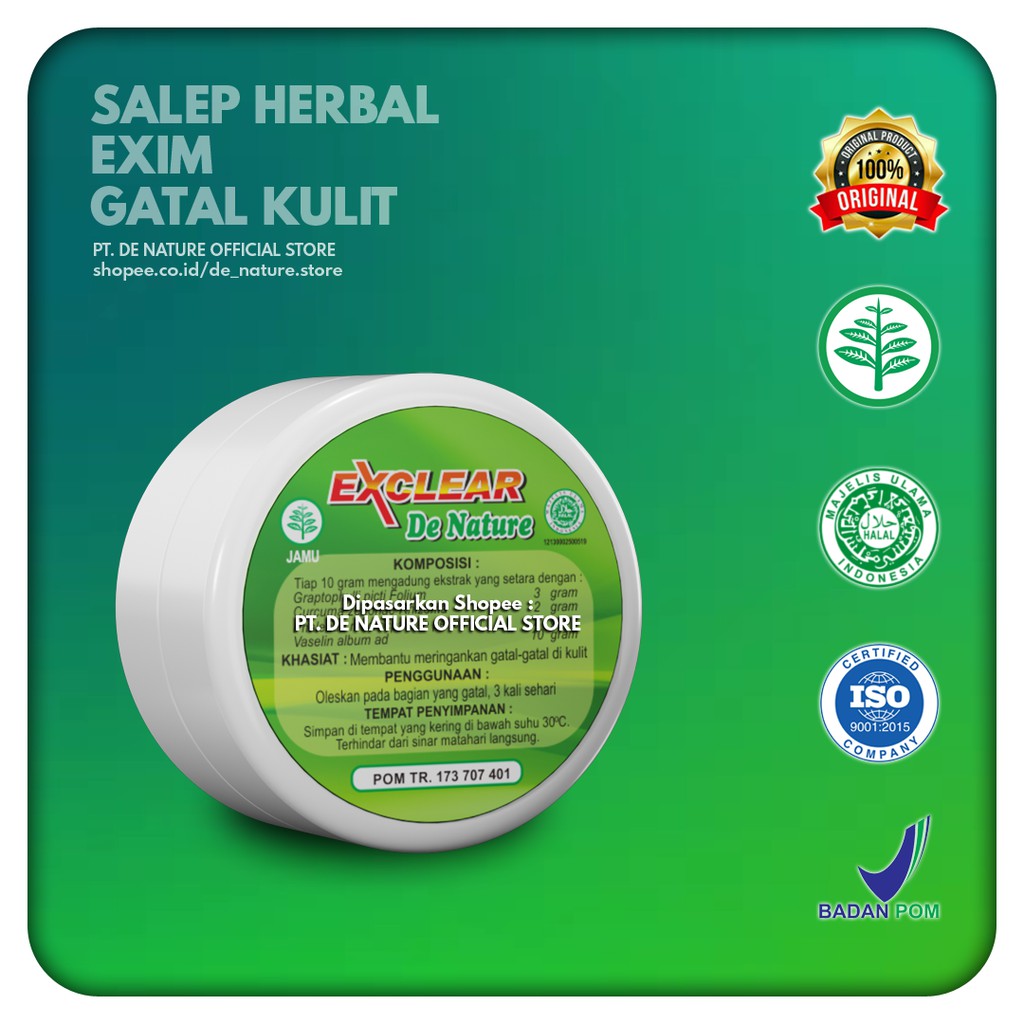 Jual EXCLEAR Salep Herbal Eksim Gatal Kulit Exim - DE NATURE OFFICIAL ...