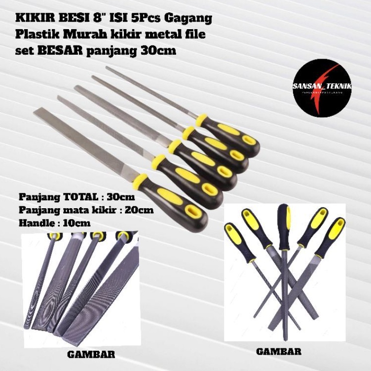 Jual KIKIR BESI 8" ISI 5Pcs Gagang Plastik Murah kikir metal file set ...