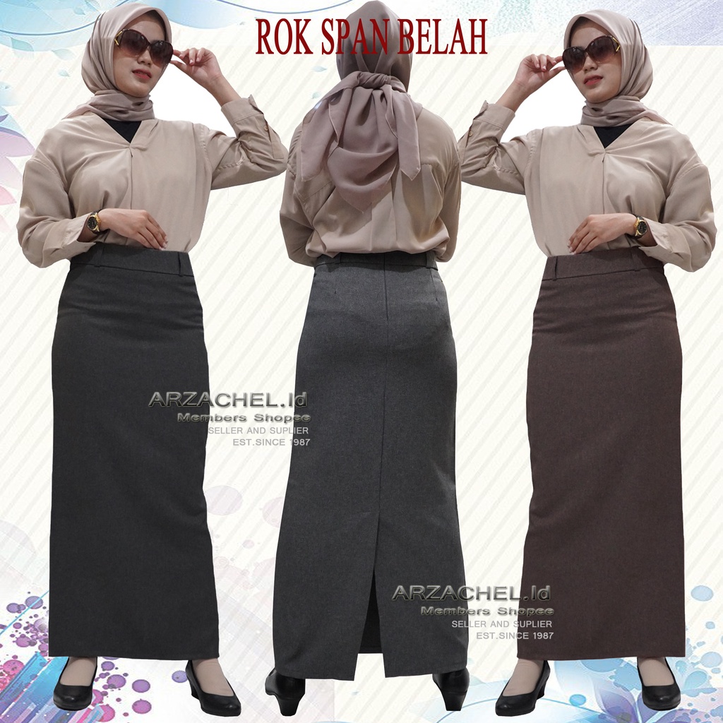 Jual Rok span Panjang Model Belah Belakang Bahan Gracela Import Rok ...