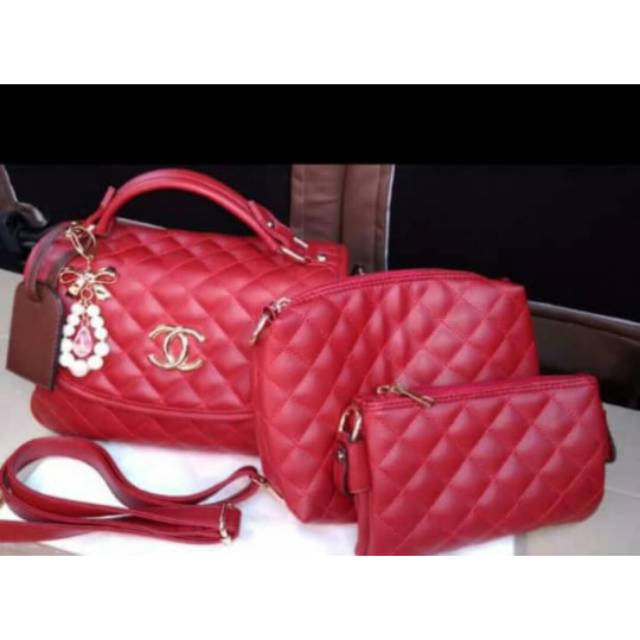 Jual Tas chanel set 3 in 1 termurah | Shopee Indonesia