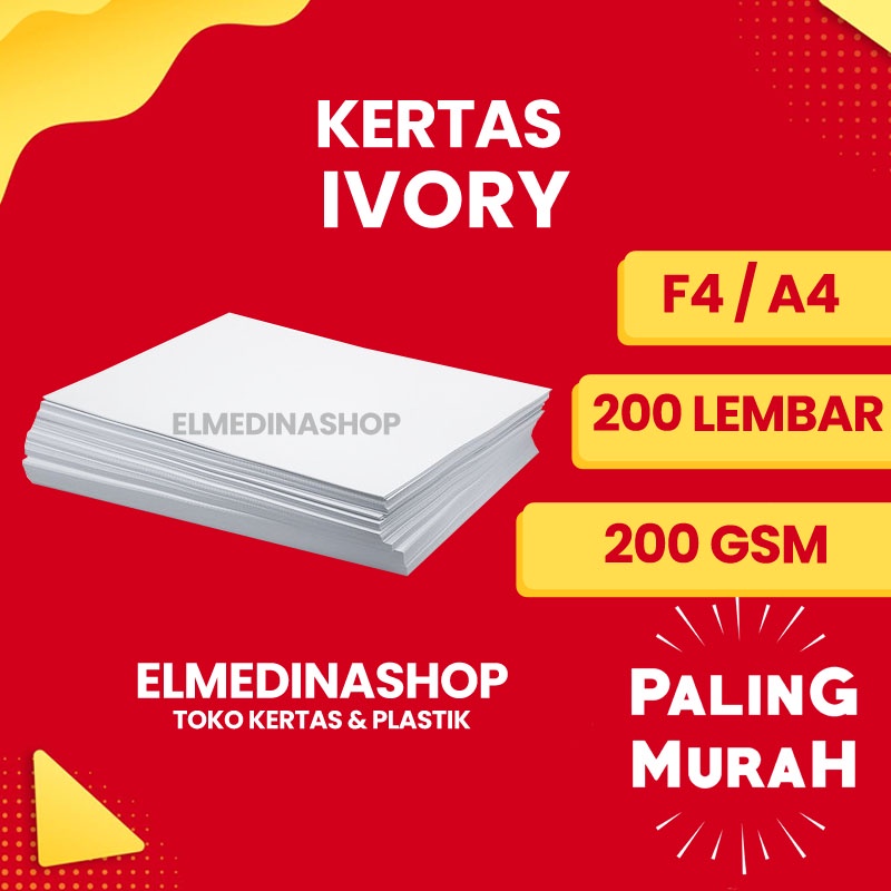 Jual 200 Lembar Kertas Ivory F4 & A4 Gramasi Tebal 200 Gsm Untuk Sampul ...