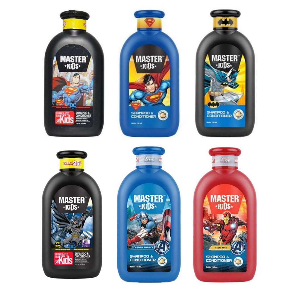 Jual Master Kids Shampoo & Conditioner Superman Biru Super Hero 150ml ...