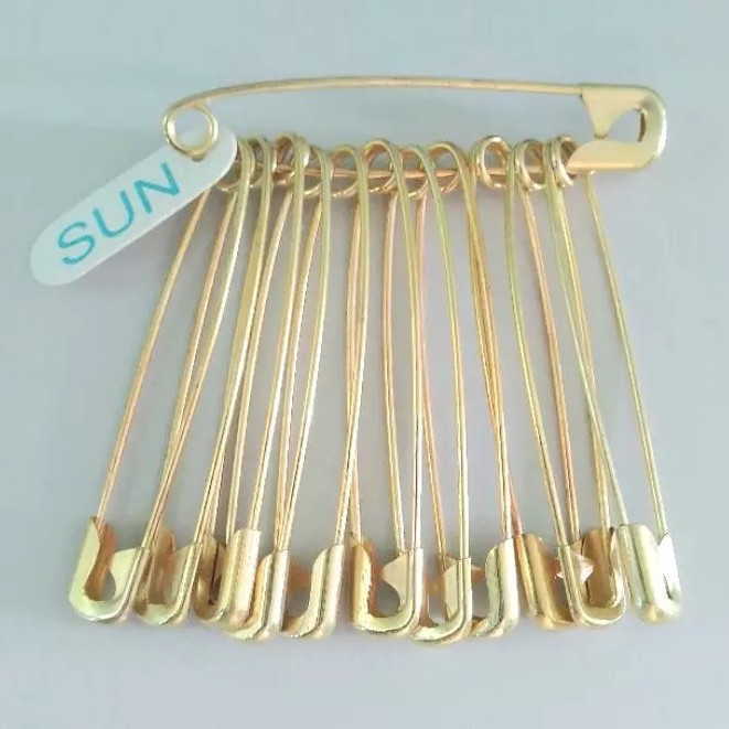 Jual 12 Bj Peniti Sun Kuning Emas Jumbo 5,5 CM | Shopee Indonesia