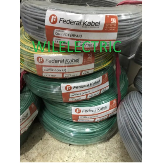 Jual Kabel serabut NYAF 1.5 mm 1.5mm federal 100 m roll bermacam warna | Shopee Indonesia